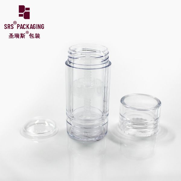 Quality D042 round shape plastic transparent empty deodorant container for sale
