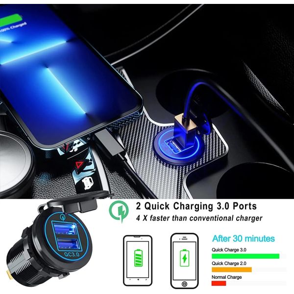Quality Dual USB QC3.0 Fast Car Charger Adapter for sale
