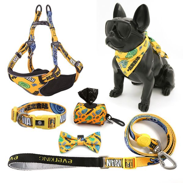 Quality Dogs Polyester Custom Sublimation Blank Personalized Pet Collar and Leash Harness Set Custom Logo Summer Dog Harness Designs for sale