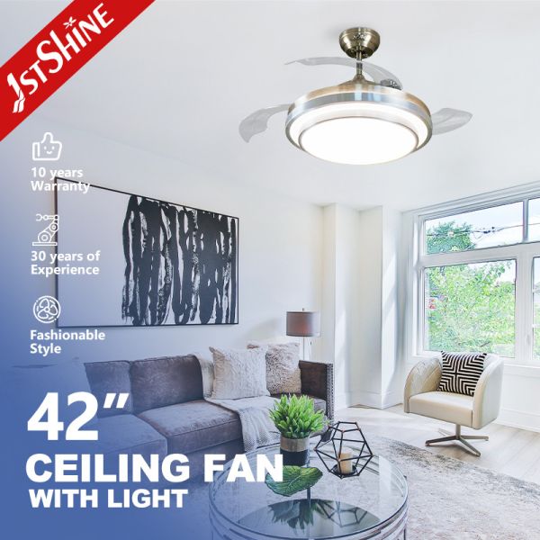 Quality 42" Retractable Ceiling Fan Light With Remote Control DC Motor for sale