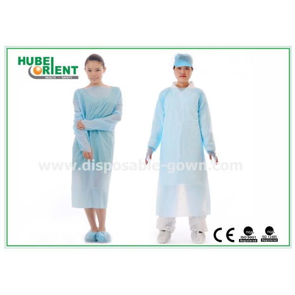 Quality Blue Disposable use CPE Protective Gown/Medicla use CPE gown with Thumb cuffs for medical environment for sale