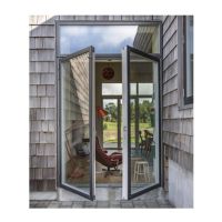 Quality 70mm Width Aluminum Double Glass Casement Doors With Waterproof And Soundproof for sale