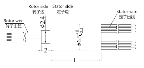 m065 series M065 Series OD6.5mm 4~12 Wire Miniture Slip Ring(Drone Slip Rings) slip ring Drawing 