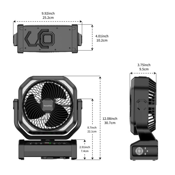 Quality Socool Fan Portable 20000mAh Remote Controlled Multifunction Outdoor Camping Fan for sale