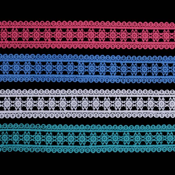 Quality KJ20065 Garments Polyester 3.2cm Flower Lace Trim for sale