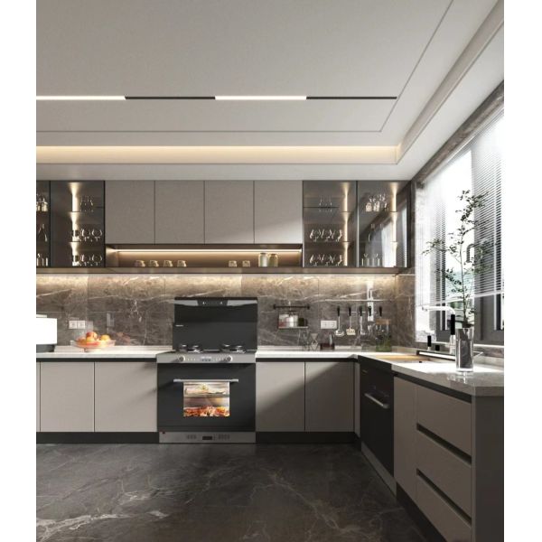 Quality Custom Finish Kitchen Cabinet Modern Design Furniture with Fireproof Boards Material for sale