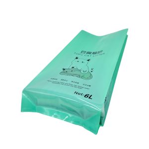 Quality Custom 6L Green Back Sealed Side Gusset Recyclable Plastic Vacuum Sealed Cat for sale
