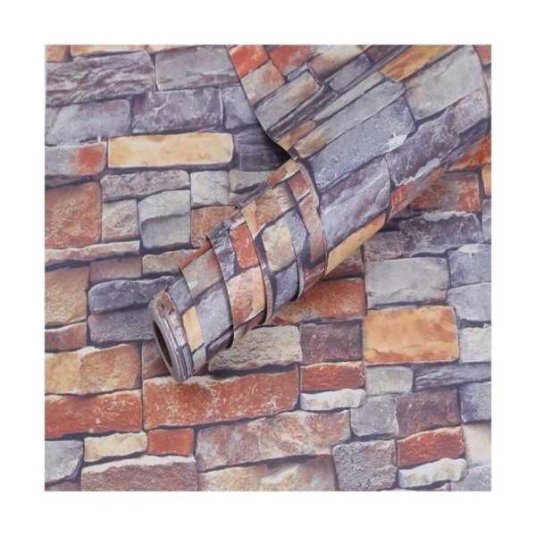 Quality OEM 3D Gray Brick Wallpaper 4ft 2ft Width 3D Brick Wallpaper Self Adhesive for sale
