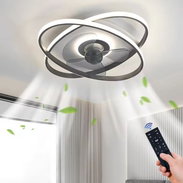 Quality Creative Curve Art Design Suitable for Hotel and Bedroom 6-speed Remote Control LED Ceiling Fan with Light Smart Fan Ceiling for sale