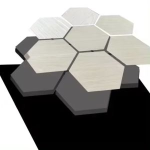 Quality Enhance Acoustic Experience 3D Hexagon Soundproof Wood Wall Panels Pink Orange for sale