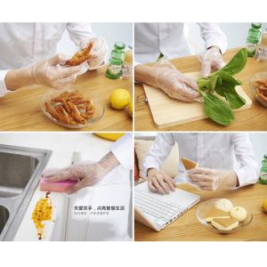 Quality Disposable Transparent Clear Plastic Gloves , oilproof Kitchen Plastic Gloves for sale