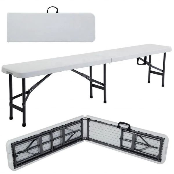 Quality Modern Design 6FT Folding In Half Bench with Plastic Panel White or Customized for sale