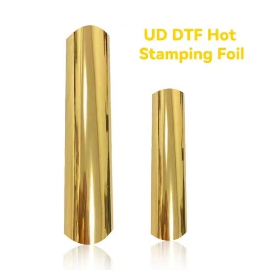 Quality Flexible AB UV DTF Gold Film Printing Material Cold Peel Transfer Pet Film for sale