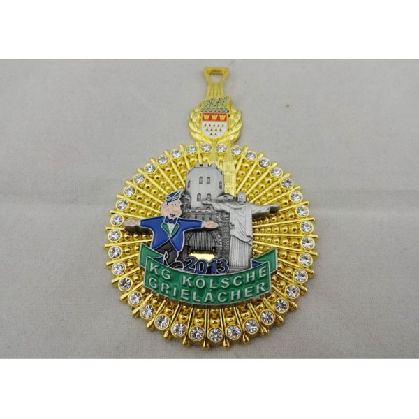 Quality 3D Die Casting KG Kolsche Karneval Medal with Antique Nickel and Gold Plating, Two Piece Combined for sale