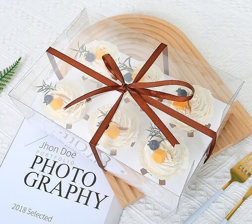 Quality 12 Holes Transparent Cupcake Box Kraft Paper Cake Box/Container for Regular for sale