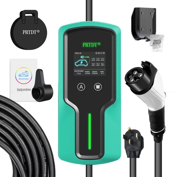 Quality PRTDT Portable EV Charger for AL-GHAZI Cars 7KW 32A Type2 CEE Plug J1772 GB/T Cord 5M Cable for sale