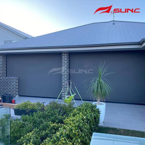 Quality Aluminum Roof Pergola Motorized Panel Track Blinds Wind Proof for sale