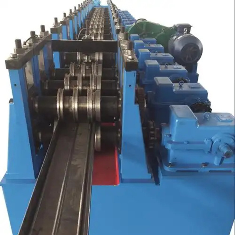 Ladder type cable tray making machine in operation