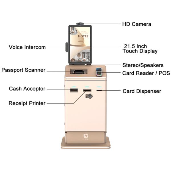Quality 21.5 inch Touch Display Self Check in Hotel Kiosk With Key Dispenser And for sale