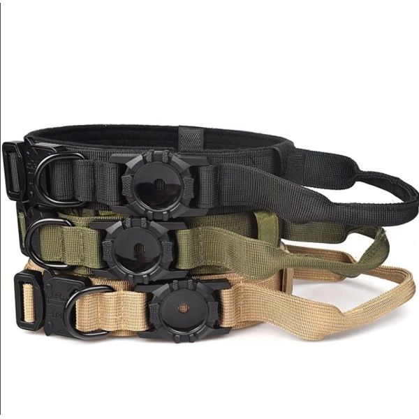 Quality Customization Service Provided Nylon Tactical Dog Collar with Apple Airtag Holder for sale