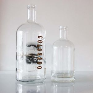 Quality 375ml Large Alcohol Bottle Clear Glass Bottles For Liquor Bourbon for sale