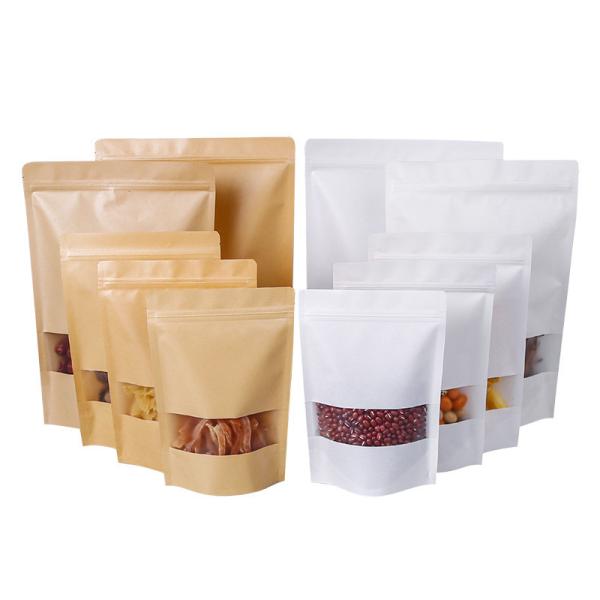 Quality Resealable Stand Up LDPE Kraft Paper Food Pouches Aluminum Foil With Zipper for sale