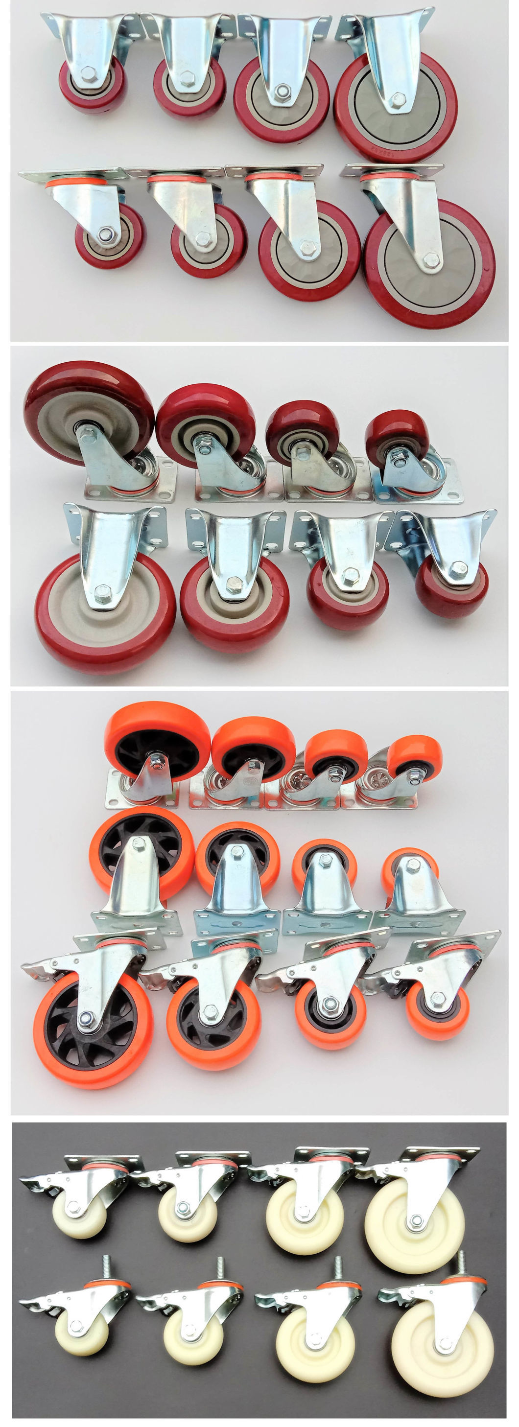 3 Inch Orange Casters Wheels with Brake 2.5 4 Inch Industrial Swivel Caster