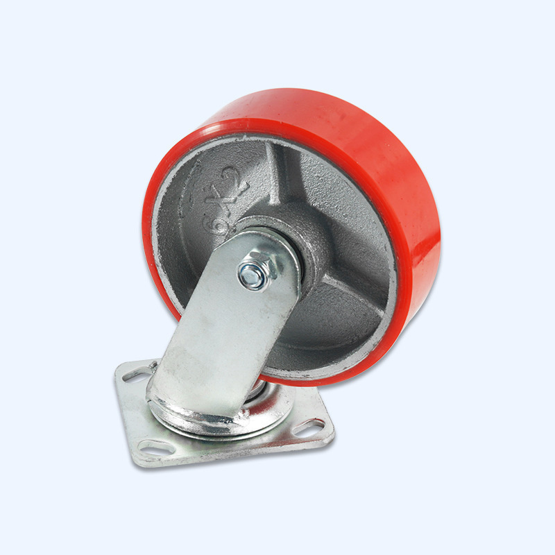 4-10 Inch Red PU Steel Core Heavy Duty Caster
