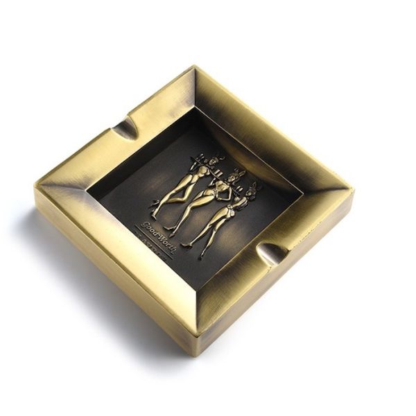 Quality Classical Square Bronze Color Plating Metal Pocket Ashtray lightweight for sale