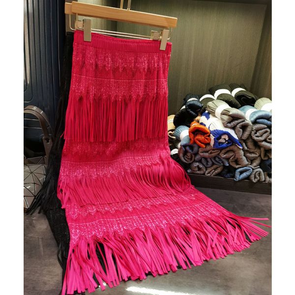 Quality Fashion New High-end Nice Lace Lace Fringe Pleated Skirt Waist Beauty Skirt Women for sale