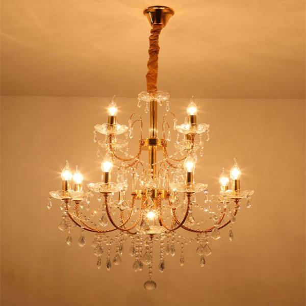 Quality 110V Bedroom Golden Iron Fancy 850*700mm Crystal Candle Chandelier for sale