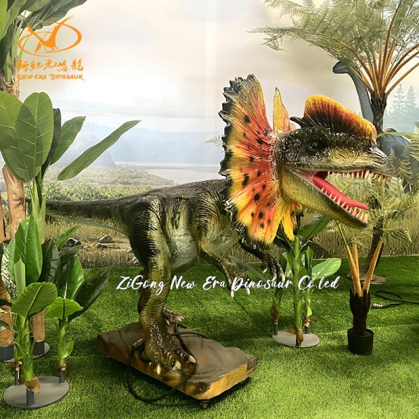 Quality Life Size Animatronic Dilophosaurus Dinosaur Model for Theme Parks for sale