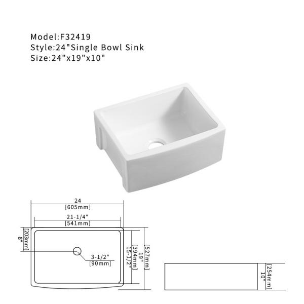 Quality Country Style Farmhouse Kitchen Sink 24 In Single Bowl for sale