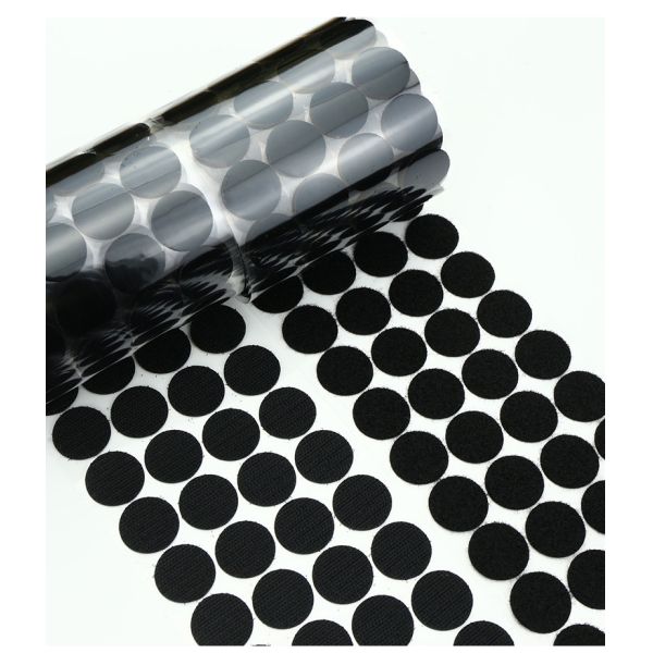 Quality 20mm 30% nylon 70% polyester diameter black hook and loop self adhesive dots for sale