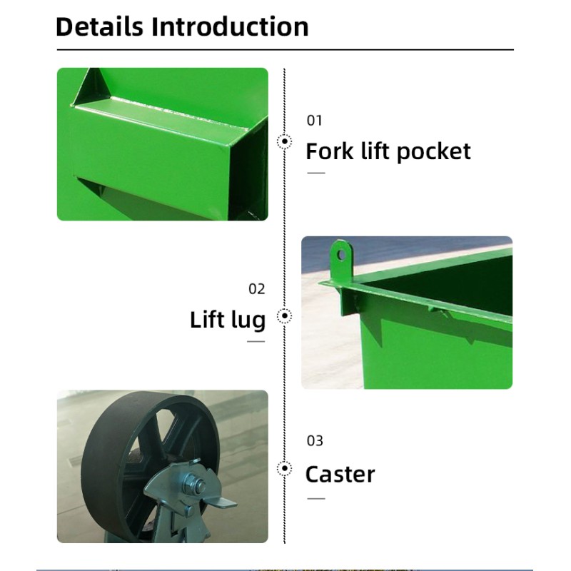 Front lift bin side profile with dimensions visible