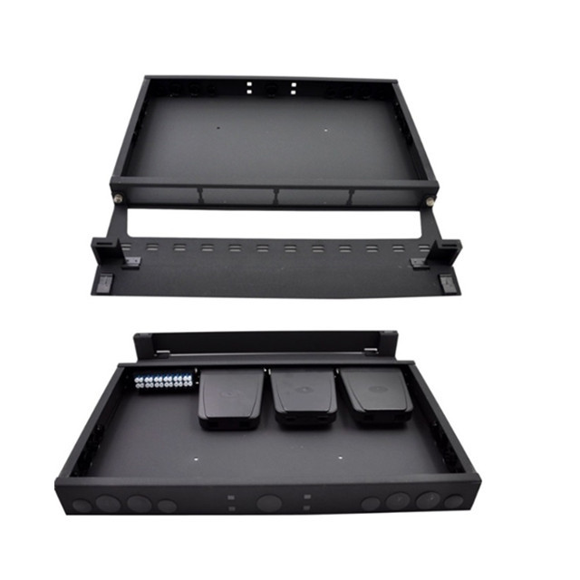 Quality 1U MTP Cassette Module 96F MPO To LC Patch Panel Rack Mount Black for sale