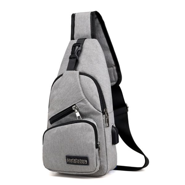 Quality Zipper Closure Canvas USB Charging Anti-Theft Chest Bag for Men on Short Trips for sale