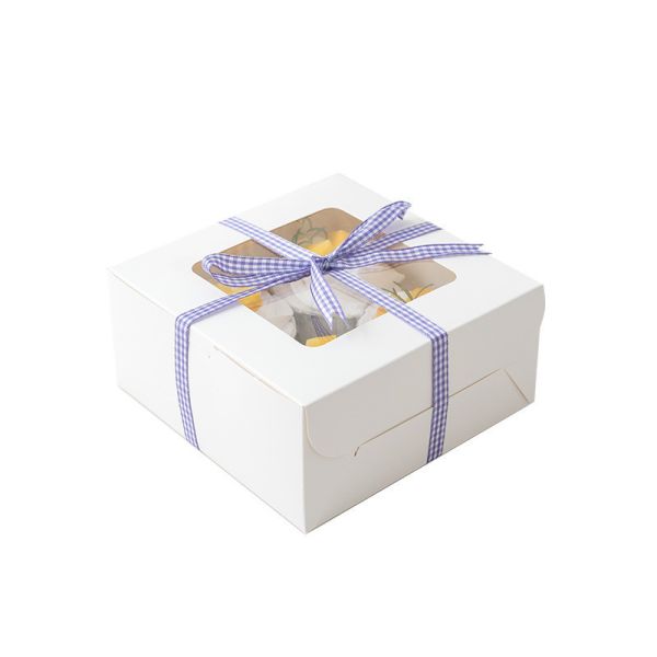 Quality 4x4 Kraft Paper Single Mini Pastry Cake Box For Wedding Christmas Baking for sale