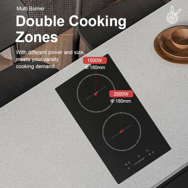 Quality Waterproof Two Burner Induction Stove Top Cooktop 5500W Touch Control for sale