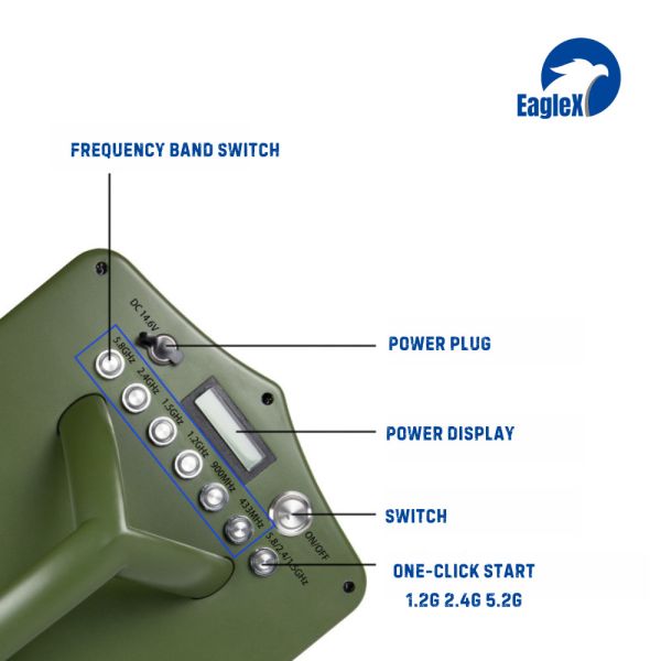 Quality Army Green Handheld Anti Drone Shield FPV Drone Jammer 1KM-2KM Interference for sale