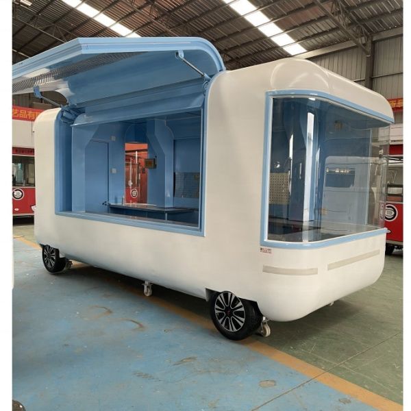 Quality 85kms long distance outdoor fast food trailer with durable stainless steel worktable for sale