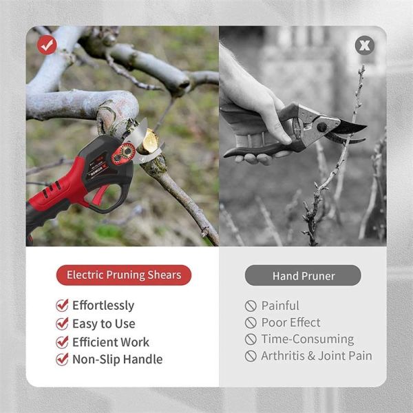 Quality 25mm Komok Electric Pruning Shears With 2 Pack Rechargeable Lithium Battery for sale