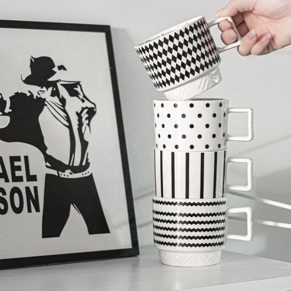 Quality Experience The Elegance Of Black And White Ceramic Mug Coffee Cup For Business Gifts for sale