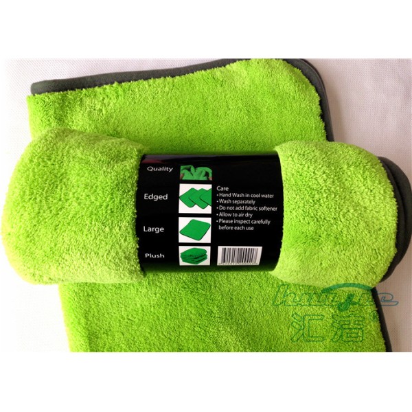 Quality Green Color Microfiber Super Soft Super Absorbent 80% Polyester 20% Polyamide Car Cleaning Towels for sale