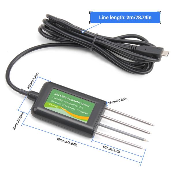 Quality Smart 8-in-1 Soil NPK EC PH Temperature Moisture Sensor USB Multi-Parameter for sale