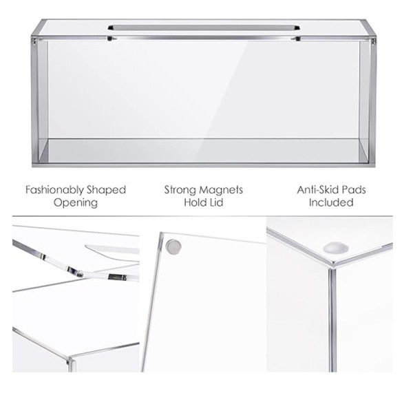 Quality Transparent tissue box acrylic tissue box holder rectangular bathroom tissue for sale