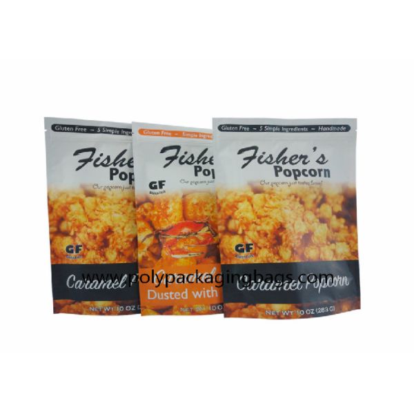 Quality Stand Alone Zipper Top Aluminized Popcorn Snack Bags for sale