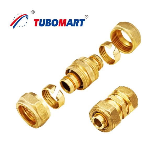 Quality Brass PEX Pipe Compression Fittings Chrome Plated For Leak Proof Connections for sale