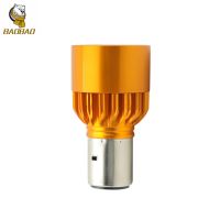 Quality BA20D 12V Golden Casing 3 Beam H4 LED Headlight Bulb Motorcycle for sale
