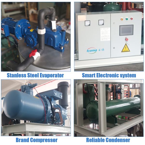 Quality Commercial ICEMA 1T Industrial Flake Ice Machine with 2.1kw Refrigerating for sale